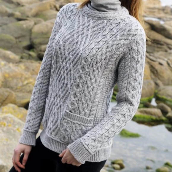 Aran Crafts | Sweaters | Aran Crafts Ireland Merino Wool Cable Knit ...